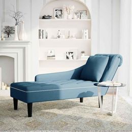 vidaXL Chaiselongue mit Kissen und Rechter Armlehne Blau Samt