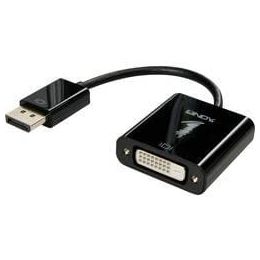 LINDY 41734 DisplayPort / DVI Konverter [1x DisplayPort Stecker - 1x DVI-Buchse 24+5pol.] Schwarz 15.00 cm