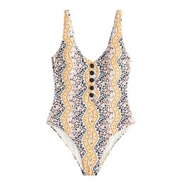 next Swimsuit 'Cath Kidston' female size 6XL Brown / Lemon / Black / Off white