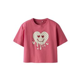 name it T-Shirt 'NKFKAREN' M&auml;dchen Gr&ouml;&szlig;e 134/140 dunkelbeige / pink / wei&szlig;
