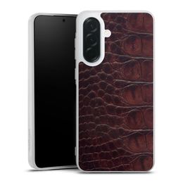 DeinDesign Galaxy A36 5G Handy Silikon H&uuml;lle Case transparent Handyh&uuml;lle Leather Crocodile Animal Print Silikon Case