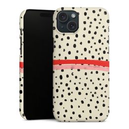 DeinDesign iPhone 15 Plus Handy Premium Case Smartphone Handyh&uuml;lle Schutzh&uuml;lle gl&auml;nzend Stripes Points Kunst Premium Case