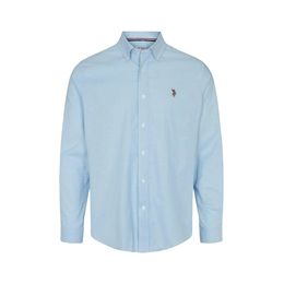 U.S. Polo Assn. Hemd 'UMCalvert' Herren Gr&ouml;&szlig;e S hellblau / braun / blutrot