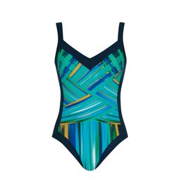 Sunflair Badeanzug Damen Gr&ouml;&szlig;e L blau / neonblau / orange