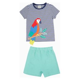 frugi 2tlg. Outfit "Parrot" in Dunkelblau/ Wei&szlig;/ T&uuml;rkis - 45% | Gr&ouml;&szlig;e 86/92 | Baby-shirts