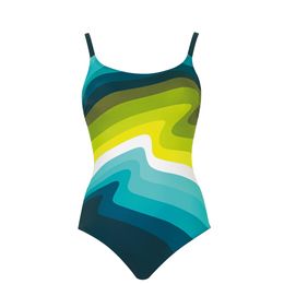 Sunflair Swimsuit female size XXL marine blue / Aqua / Green / White