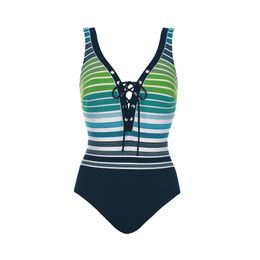 Sunflair Badeanzug Damen Gr&ouml;&szlig;e M hellblau / dunkelblau / limette / wei&szlig;