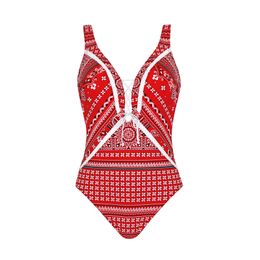 Sunflair Badeanzug Damen Gr&ouml;&szlig;e XL rot / schwarz / wei&szlig;