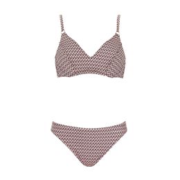 Olympia Bikini Damen Gr&ouml;&szlig;e M beige / weinrot / wei&szlig;