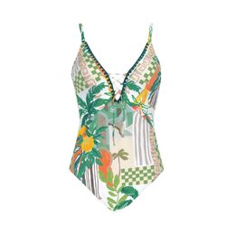 Olympia Swimsuit female size XS Taupe / Green / Orange / White
