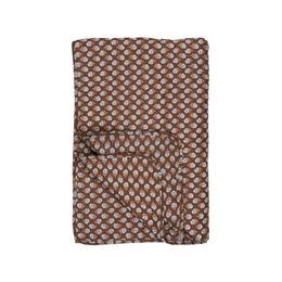 IB Laursen Quilt dunkelbraun-blau mit Blumenmuster in braun | Gr.: onesize