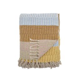 Bloomingville Decke ISNEL Gelb Blau Braun Gestreift 160x130 cm | Gr.: onesize