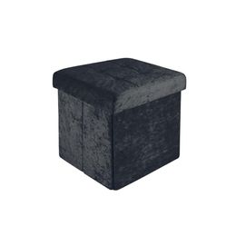 Intirilife Faltbarer Sitzhocker 30x30x30 cm in Samt Schwarz | Gr.: onesize