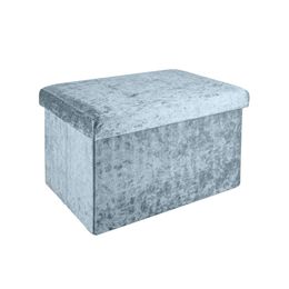 Intirilife Faltbare Sitzbank 49x30x30 cm in Samt Blaugrau | Gr.: onesize