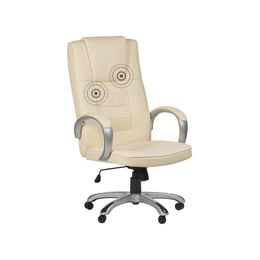 Beliani Chefsessel GRANDEUR in Beige/Silber - (W) 53 x (H) 127 x (L) 73 cm | Gr.: onesize