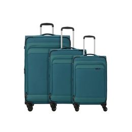 d&n D&N Travel Line 9504 4 Rollen Kofferset 3-teilig mit Dehnfalte in petrol | Gr.: onesize