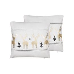 Beliani 2er-Set Dekokissen DONNER in Weiß/Schwarz/Gold | Gr.: onesize