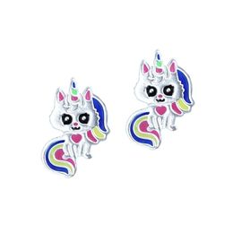 schmuck23 Ohrringe 925 Silber Katze in Bunt | Gr.: onesize