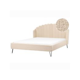 Beliani Doppelbett AMBILLOU in Beige/Schwarz - (W) 197 x (H) 126 x (L) 214 cm | Gr.: onesize