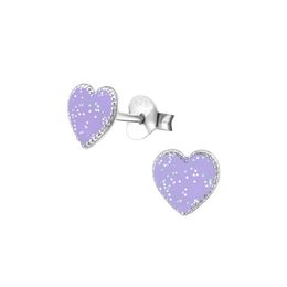 schmuck23 Ohrringe 925 Silber Herz in Lila | Gr.: onesize