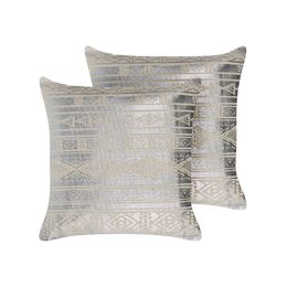 Beliani 2er-Set Dekokissen OUJDA in Silber | Gr.: onesize