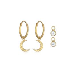 Elli Ohrringe 925 Sterling Silber Halbmond in Gold | Gr.: onesize