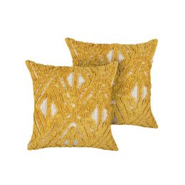 Beliani 2er-Set Dekokissen ALCEA in Gelb/Beige | Gr.: onesize
