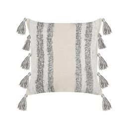 Beliani Dekokissen HELICONIA in Grau/Beige - (W) 45 x (H) 10 x (L) 45 cm | Gr.: onesize