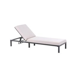 Beliani Gartenliege LARIANO in Beige/Schwarz - (W) 72 x (H) 37 x (L) 204 cm | Gr.: onesize