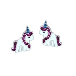 schmuck23 Ohrringe 925 Silber Einhorn in Weiss | Gr.: onesize