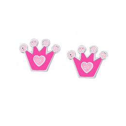 schmuck23 Ohrringe 925 Silber Krone in Rosa | Gr.: onesize
