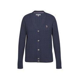 U.S. Polo Assn. Cardigan 'UWGill' Damen Gr&ouml;&szlig;e M hellbeige / saphir / umbra / blutrot