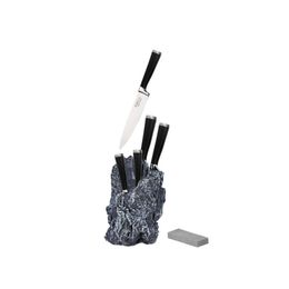 Stoneline Edelstahl Messer Set 5-teilig mit Messerblock | Excalibur in Schwarz | Gr.: onesize