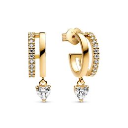 Pandora Damen-Creolen Baumelndes Herz Ohrringe Goldfarben | Gr.: onesize