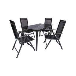 ebuy24 Gartenset Dora 80x140cm (5-teilig) Schwarz 80 x 140 cm | Gr.: onesize