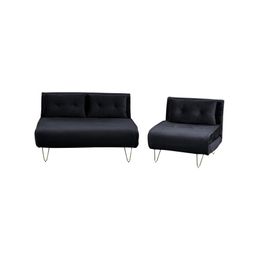 Beliani 2-tlg 3-Sitzer Sofa VESTFOLD in Schwarz/Gold | Gr.: onesize