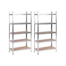 Beliani 2er-Set Ablageregal XITTA in Silber/Braun | Gr.: onesize