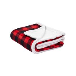 Beliani Kuscheldecke LIQUORICE in Rot/Weiß/Schwarz - (W) 150 x (H) 1 x (L) 200 cm | Gr.: onesize