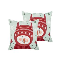 Beliani 2er-Set Dekokissen CUPCAKE in Rot/Grün/Weiß | Gr.: onesize