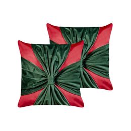 Beliani 2er-Set Dekokissen MARSHMALLOW in Rot/Grün | Gr.: onesize