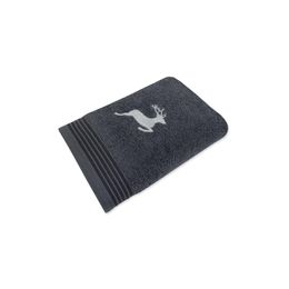 Framsohn 2er Set: Walkfrottier Duschtuch "HIRSCH" in Anthrazit - (L) 140 x (B) 67 cm | Gr.: onesize