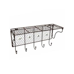 AMBIENTE HAUS Draht Wandregal mit Haken in Antikbraun | Gr.: onesize