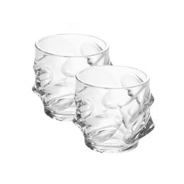 Intirilife Whiskey Kristallglas in 2x in Kristall Klar "SCULPTURED" | Gr.: onesize