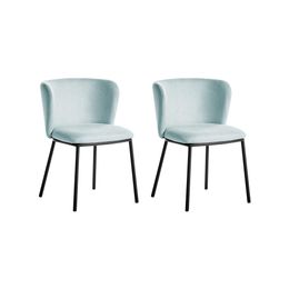 Beliani 2er-Set Esszimmerstuhl MINA in Blau/Schwarz | Gr.: onesize