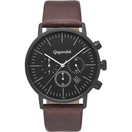 Gigandet Quarzuhr Dualtime "MINIMALISM III" in Braun/Schwarz | Gr.: onesize