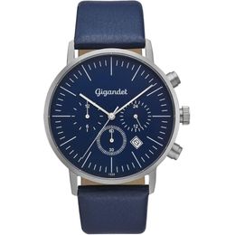Gigandet Quarzuhr Dualtime "MINIMALISM III" in Blau/Silber | Gr.: onesize