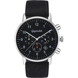 Gigandet Quarzuhr Dualtime "MINIMALISM II" in Schwarz/Silber | Gr.: onesize