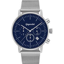 Gigandet Quarzuhr Dualtime "MINIMALISM III" in Silber/Blau | Gr.: onesize