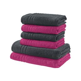 REDBEST Frottier Frottier-Set 2-farbig 6-tlg. New York in fuchsia-anthrazit | Gr.: onesize