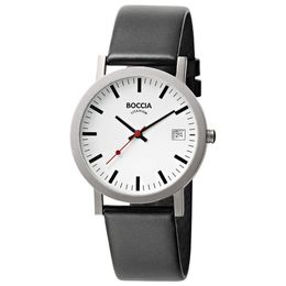 Boccia Herrenuhr Titan mit schwarzem Lederband | Gr.: onesize